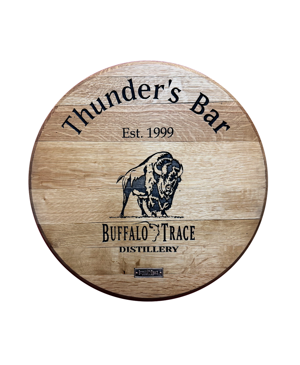 Whiskey Woodcraft Custom Engraved Barrel Head – Buffalo Trace Distillery